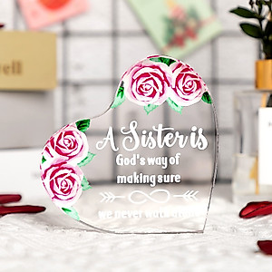 Sister Gift Heart Keepsake and Paperweight from Sister Brother, A Sister is God's Way of Making Sure We Never Walk Alone Birthday Friendship Gift for Women Friends, BFF, Little Big Sister