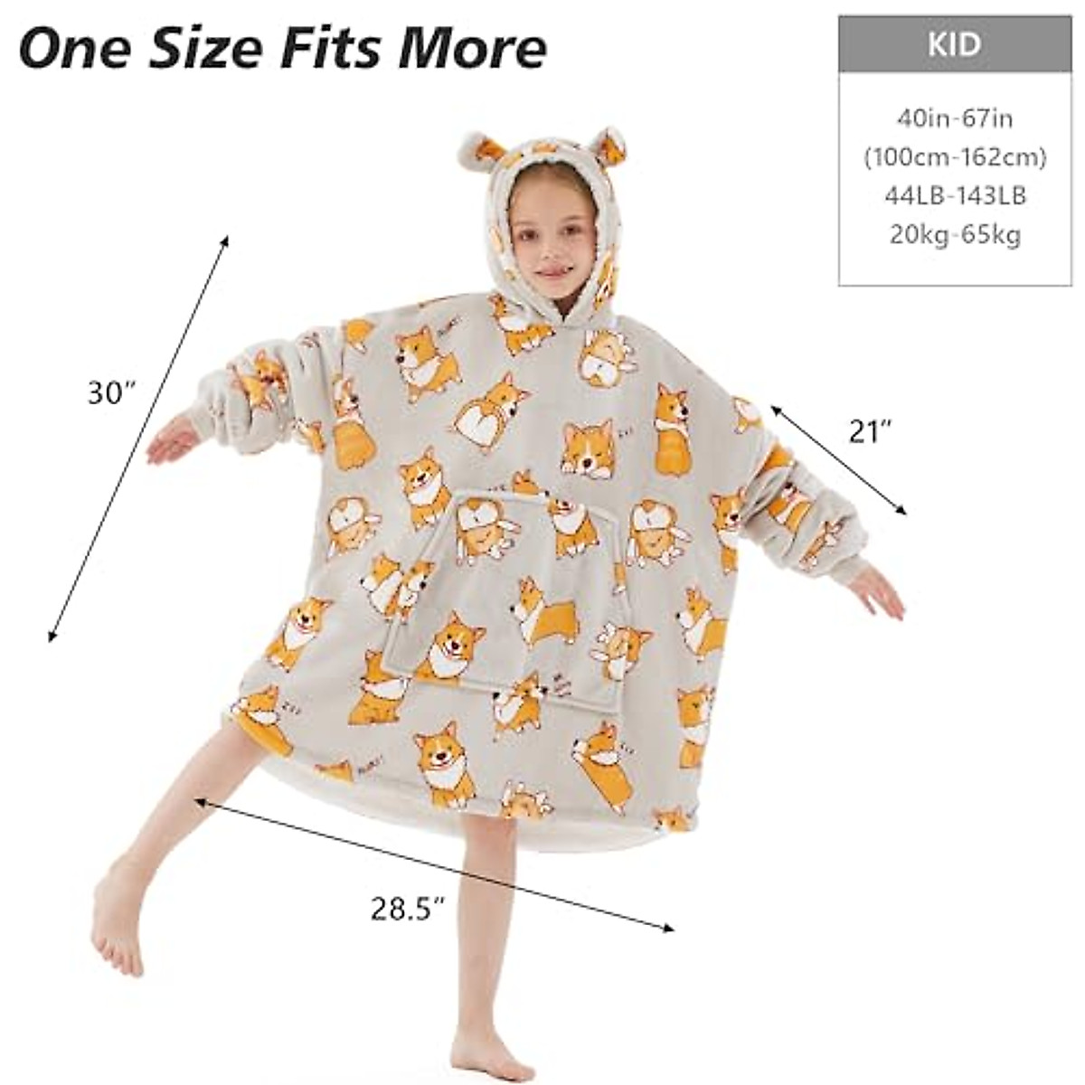 Homemate Wearable Blanket Hoodie, Cute and Funny Patterns Oversized Hoodie Sweatshirt Blanket for Adults Women Men，Cozy，Warm，Fuzzy Hoodie Blanket