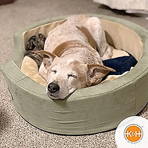K&H Pet Products Thermo-Snuggly Sleeper Heated Pet Bed Large 31 X 24 X 5 Inches Sage/Tan