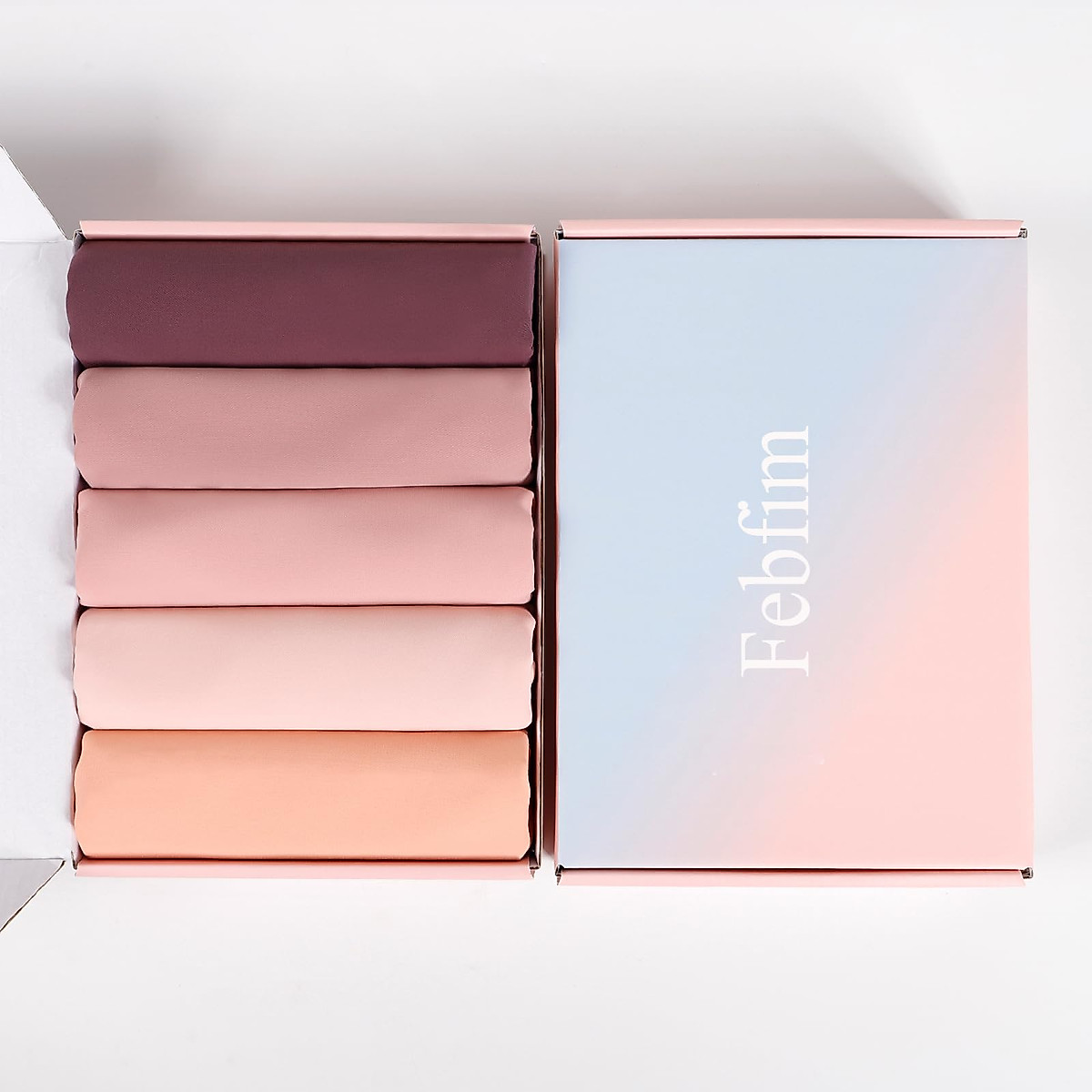 Febfim 4 PCS Muslim Women Soft Premium Solid Chiffon Hijab Scarves Shawl Long Scarf Wrap Scarves with Gift Box (Mix Color F)