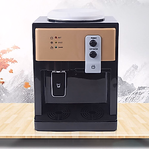 Top Loading Countertop Water Cooler Dispenser with Hot Cold and Room Temperature Water, Countertop Hot and Cold Water Cooler Dispenser for Home Office Use 110V (Black)