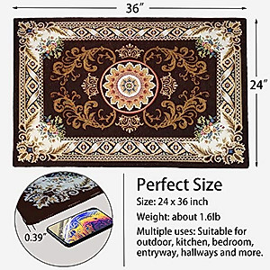 JUNCUIK Indoor Doormat Front Floor Door Rugs, 24”x 36” Super Absorbent Low Profile Mats, Non Slip Durable Inside Dirt Trapper Rug for Entryway, Machine Washable Front Door Mat, (Brown)