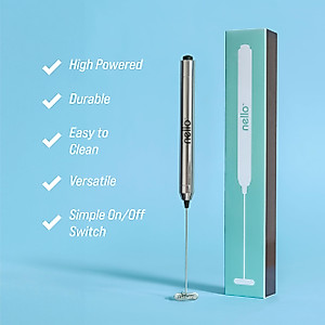 Nello Handheld Frother - Premium Drink Mixer and Milk Foamer with Advanced Motor Technology - Hand Frother Mixer for Coffee, Matcha, and More - Portable Electric Whisk - Silver, Slim Standard Size