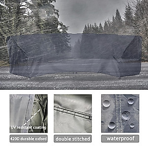 J&C Patio Curved Sofa Cover 420D Outdoor Furniture Covers Waterproof Heavy Duty Patio Furniture Covers Extra Large Sectional Furniture Cover for Winter Lawn Garden