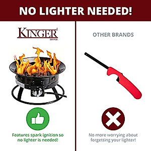 Kinger Home 20" Portable Propane Fire Pit for Camping with Carrying Strap, 52,000 Btu, Portable Campfire, Smokeless Fire Pit, Outdoor Heater Propane Gas Fire Pit Black