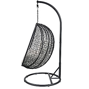 Acme Simona Patio Swing Chair in Beige and Black