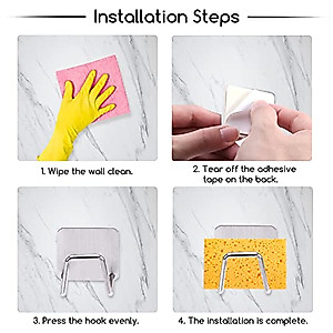 8 Pack Sponge Holder for Kitchen Sink Caddy with 1 Roll Double-sided tape Stainless Steel Strong Adhesion Strength Not Easy Shedding Rust Proof Waterproof Kitchen Sink Sponge Holder