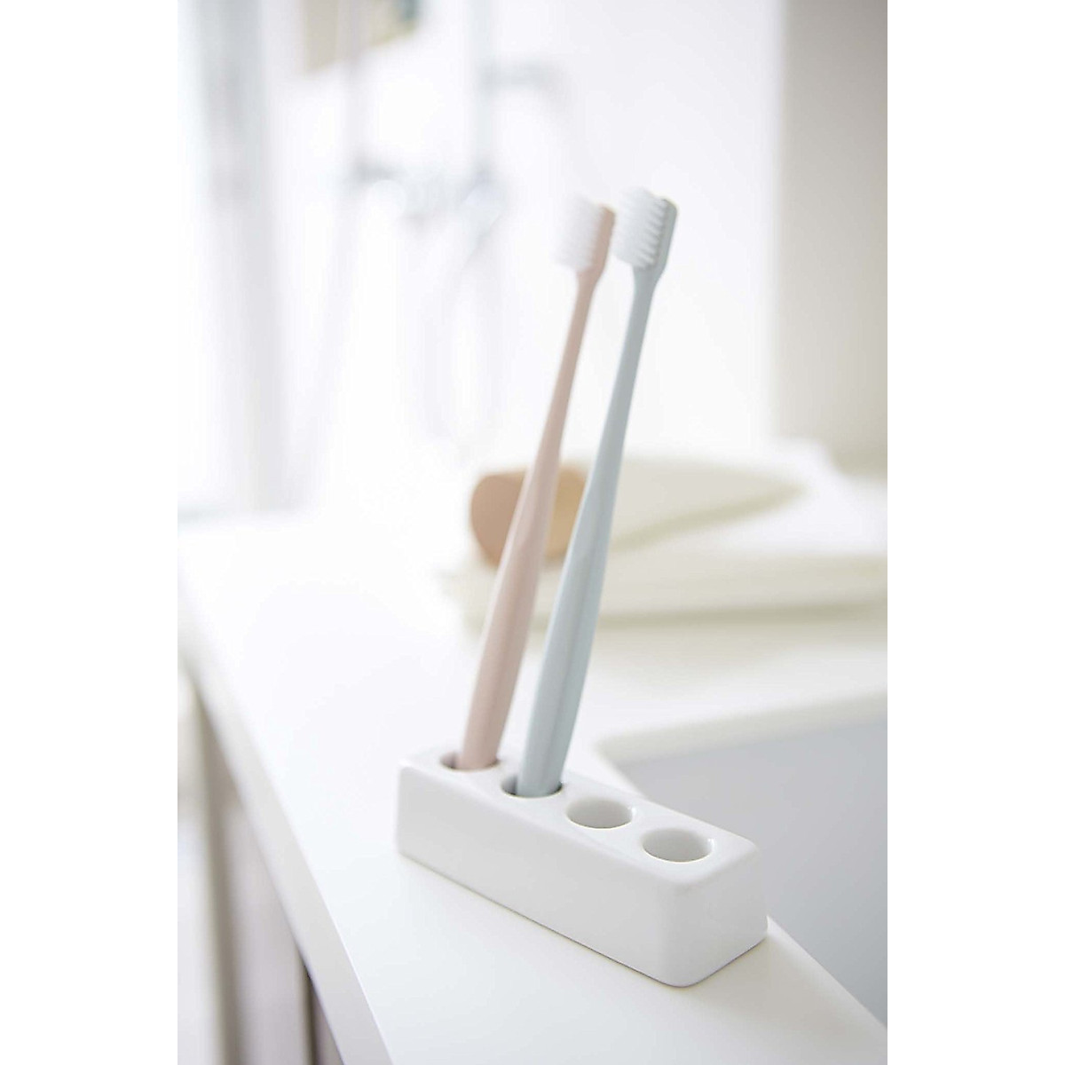 YAMAZAKI home 2612 Yamazaki Home Toothbrush Stand-Holder & Organizer for Bathroom, One Size, White