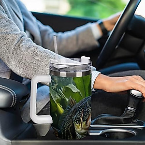 Bass Fish Print Tumbler with Handle Travel Mug Water Bottle Tea Coffee Cup White-style