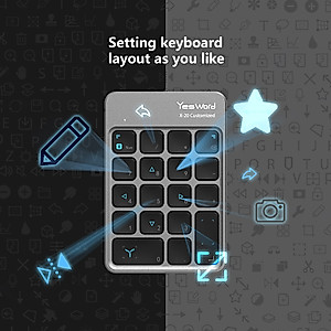 YESWORD X-20, Wireless Customizable Keyboard for Digital Drawing, Graphic Design, Photo Editing, Gaming, Office Work. Compatible with iPad/iOS/Mac/Android/PC