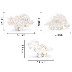 Jurassic Dinosaur Cookie Cutters and Skeleton Stampers T-Rex Stegosaurus Triceratops Fossil Cookie Cutters Set (Pack of 6)