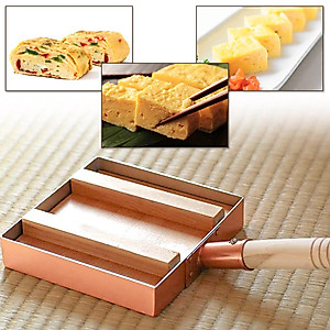 TIKUSAN Japanese Tamagoyaki Omelets Copper Pan with Wooden Lid 8.3 inch (21×21 cm) Square Type Egg Pan