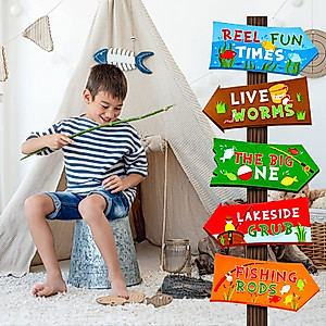 20 Pieces Gone Fishing Party Directional Signs The Big One Welcome Signs Backyard Door Cutouts Summer Birthday Baby Shower Party Favor Ideas Decoration Supplies