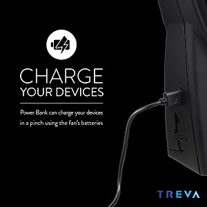 Treva 10 Inch Portable Rechargeable Fan & Battery Powered, 3 Speed Adjustable Personal Fan, Indoor Cooling, Camping, Hurricane Readiness