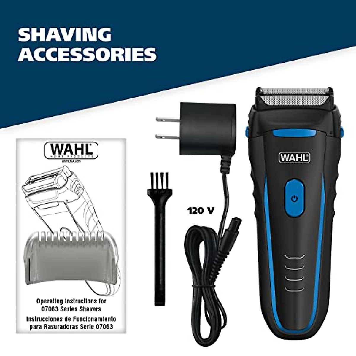 Wahl Groomsman Electric Shaver Rechargeable Wet/Dry Waterproof Electric Razor for Cordless Men's Shaving & Grooming - Lithium Ion with Long Run Time & Quick Charge – Model 7063