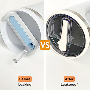 2 Pack 40 oz Tumbler Flip Straw Lid Replacement Compatible with Stanley Quencher, Leak-Proof Splash Resistant Tumbler Top Replacement Reusable Tumbler Cover(Beige)