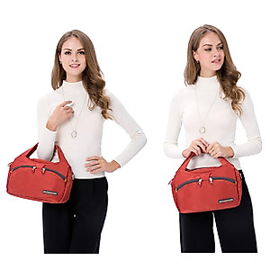 La Packmore Waterproof Nylon Crossbody Bags for Women Multi-Pocket Shoulder Bag Travel Purse and Handbag (Papaya)