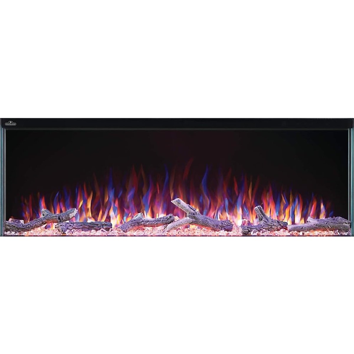 Napoleon Trivista Primis 60 3-Sided Electric Linear Fireplace - Built-in Design - Multi-Color Flames with Large Crystal Cubes and Natural Looking Birch Logs - NEFB60H-3SV