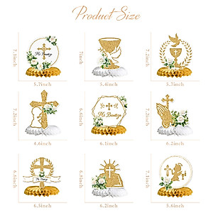 Mi Bautizo Honeycomb Centerpieces, Baptism Party Decor, First Communion Table Decorations, Christening Table Centerpieces, Baby Shower 1st Birthday Party Decorations, 9PCS