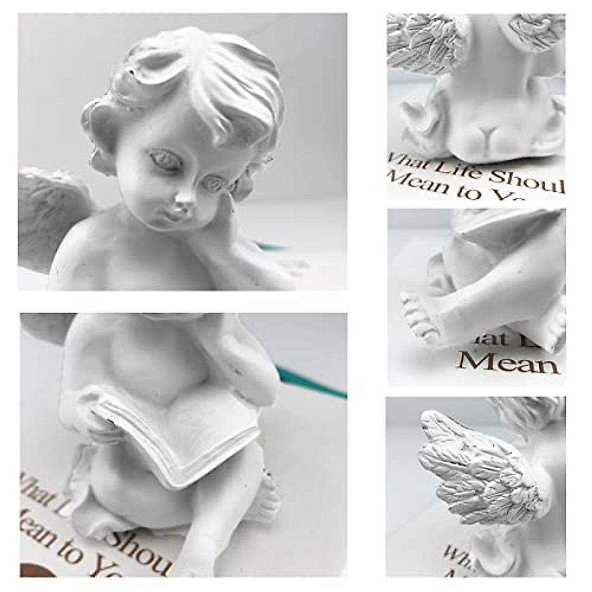 Cherubs Angels Resin Garden Statue Figurine , Adorable Angel Sculpture Memorial Statue, Indoor Outdoor Home Garden Decoration (Reading Cherub)