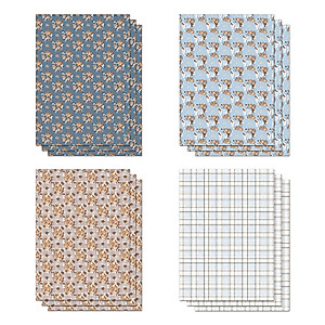FIEHALA Flat Wrapping Paper Sheets - 8 Sheets with 4 Unicorn Patterns - Pre Cut & Folded Flat Design (20 inches × 27.5 inches per sheet)