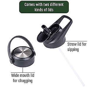 Goodful Double Wall Vacuum Sealed, Insulated Water Bottle with Two Interchangeable Lids, Sipping or Chugging Lids, Leak-Proof, Wide Mouth for Drinking and Cleaning, 40 Oz, Teal