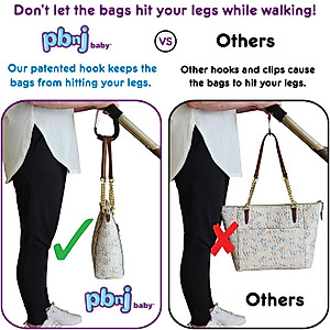 PBnJ baby Stroller Hooks for Hanging Diaper Bags - Mommy Stroller Clip and Stroller Accessories Organizer Hook - Large Carabiner Clips for Mom Purse Shopping Grocery Bag and Accessory - (1 Pack)