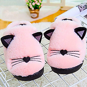 Anddyam Kids Family Cute Cat Household Anti-Slip Indoor Home Slippers for Girls and Boys (1.5-3 Little Kid, Pink, 1.5)