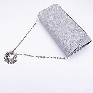 Milisente Clutch Purses For Women Sparkle Glitter Evening Bags Bridal Purse(Silver)