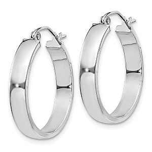 14K White Gold Round Hoop Earrings
