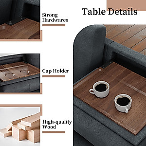 JAMFLY Sectional Couches for Living Room L Shaped Couch with Storage, 4-Seat Convertible Sectional Sofa Couch with Ottoman, Living Room Furniture Sets with Cup Holders, Dark Gray