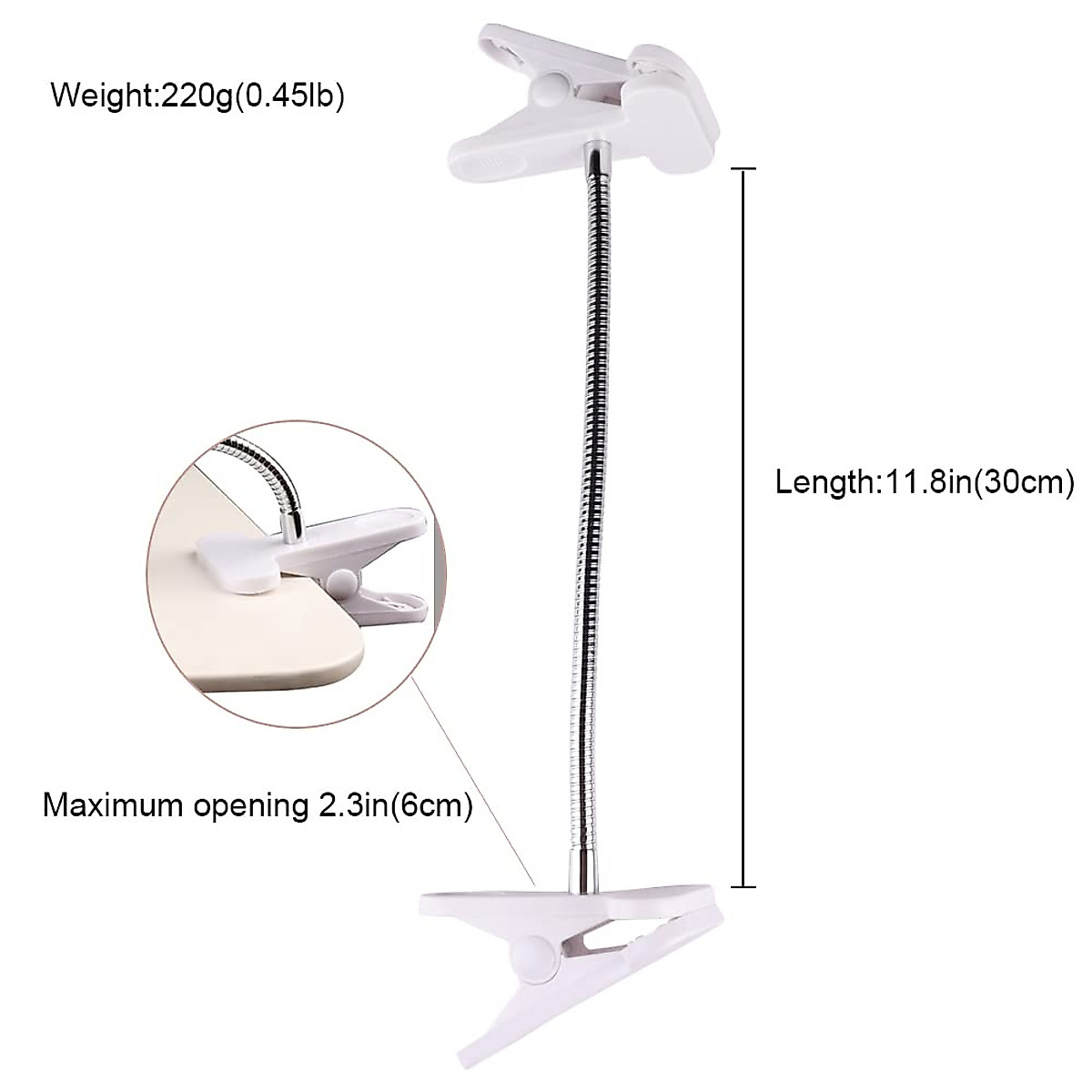 KnowU Gooseneck Bed Phone Holder Mount Flexible Long Arm Clip Clamp for Desk, Nail Practice Hands Bendy Lazy Bracket Bedside Stand CL04