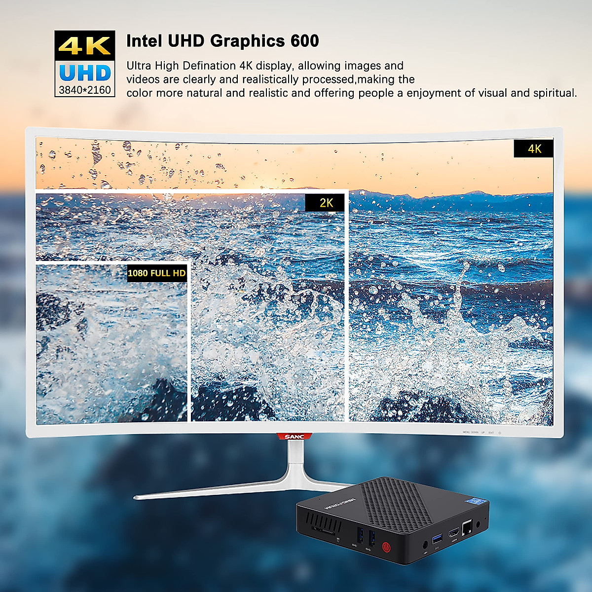 MINISFORUM N40 Mini PC UHD 4K@60Hz Celeron N4020(up to 2.8GHz) Fanless Mini Computer, DDR4 4GB+64GB eMMC, DIY SSD, Dual Band WiFi, HDMI&VGA Desktop Mini Computer