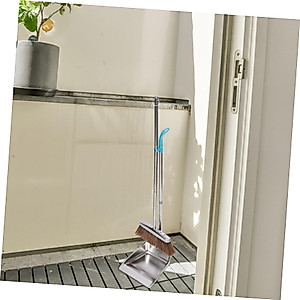 MERRYHAPY 1 Set Stainless Steel Trash Shovel Cleaning Dustpan Commercial Broom and Dustpan Broom Dustpan Hand Broom Garden Dustpan Wide Angle Broom Brooms Convenient Dustpan Kit Silver