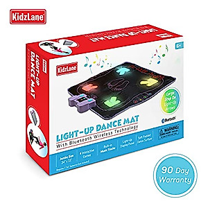 Kidzlane Light Up Dance Mat for Kids | Wireless Dance Mat with Wireless Bluetooth/AUX or Built in Music | Dance Game for Kids with 4 Game Modes | Dance Mats for Girls & Boys Ages 6-12 Years & Plus