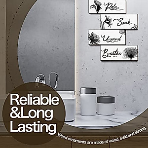 Bathroom Wall decor Elegant bathroom decor wall art,4 pieces bathroom wall art wooden black and white Wall decor for bathroom Rustic hanging bathroom signs decor Farmhouse bathroom wall decorations