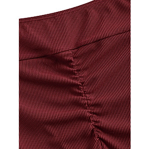 ZAFUL Women Bikini Swimsuit Chest Kink Tank Top Tummy Control High Waisted Two Piece Bathing Suits Wine Red S