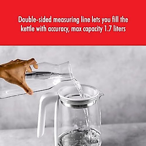 ZWILLING Enfinigy Glass Kettle 1.7L, Tea Kettle, 6 Preset Temps for the Perfect Cup, Tea Timer, Silver