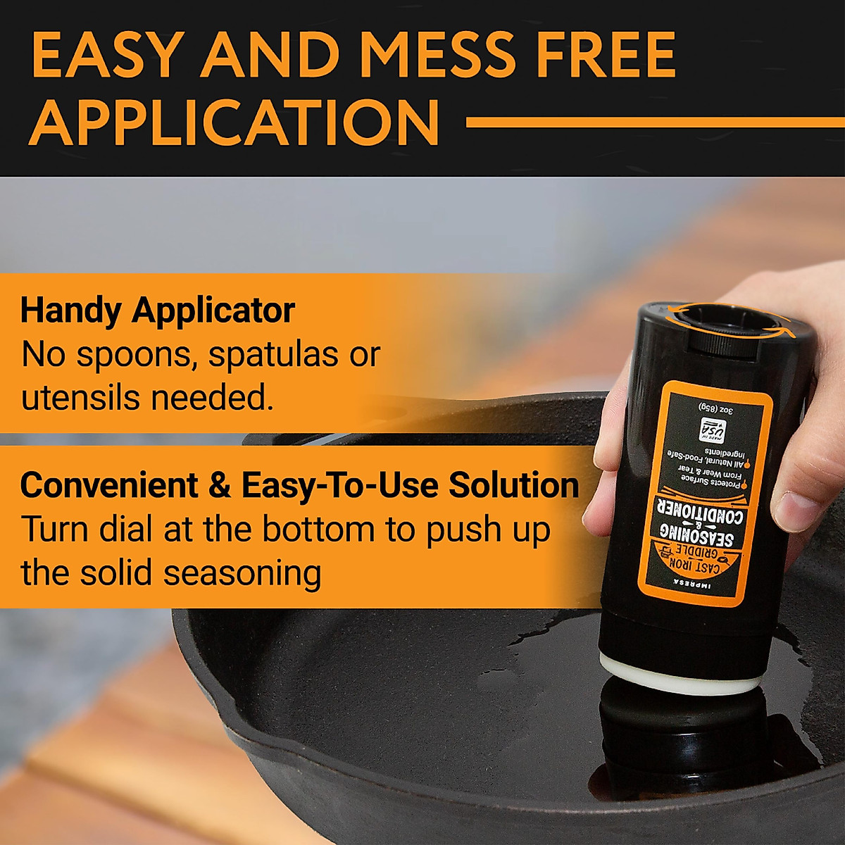 [2 Pack] Made in USA Cast Iron Seasoning Oil - Impresa Griddle Seasoning Stick for Blackstone Seasoning and Conditioning - Impresa Cast Iron Seasoning for Blackstone Seasoning and Conditioner - 6oz.