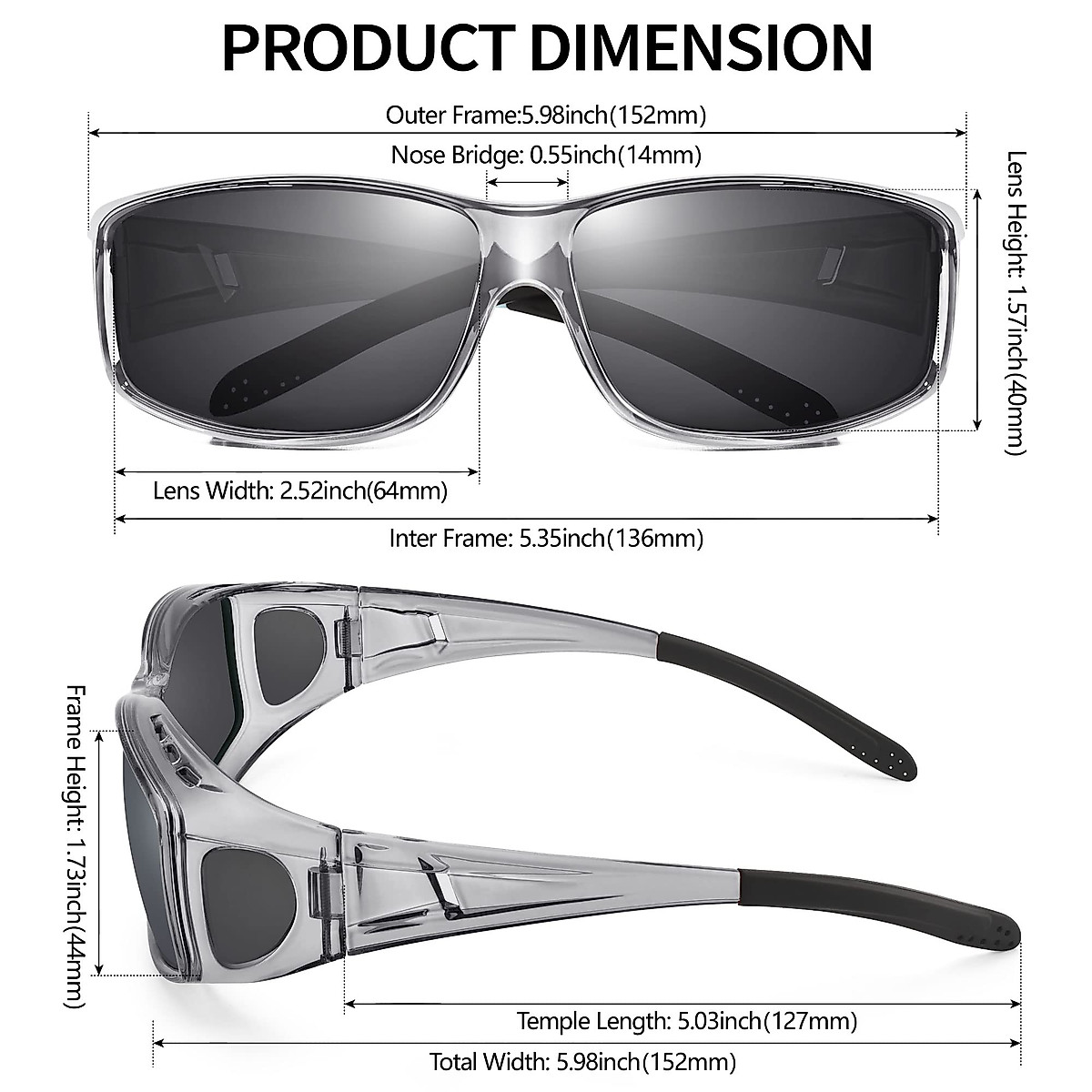 URUMQI Polarized Sunglasses Fit Over Glasses for Men Women, Wrap-around Driving Sunglasses 100% UV Protection