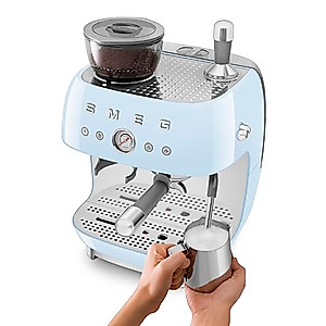 Smeg Retro Semi-Automatic Espresso Machine, EGF03PBUS, Pastel Blue