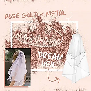 xo, Fetti Bachelorette Party Decorations Rose Gold Glitter Kit - Bridal Shower Supplies | Bride to Be Sash, Tiara, Veil + Bride Tribe Tattoos