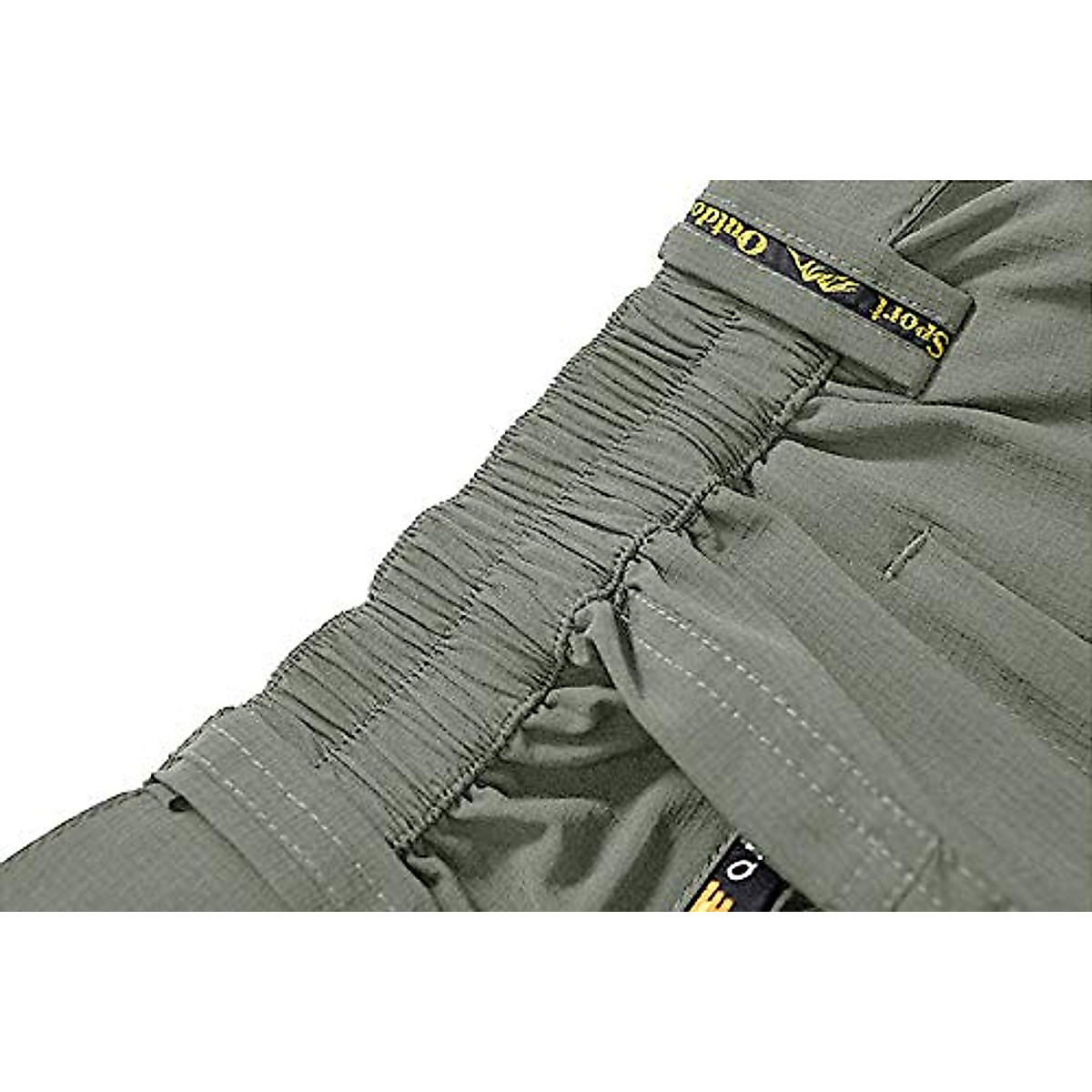 TBMPOY Men's Outdoor Lightweight Windproof Belted Quick-Dry Hiking Pants Thin Sage Green L