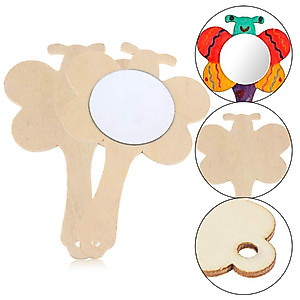 Vankcp 27pcs Creative DIY Wooden Mirror Mini Wooden Craft Painting Princess Unfinished Mirror for DIY Handmade Craft Party Decorations