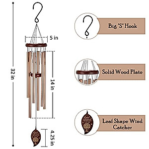 Sympathy Wind Chimes with Engraved Tree of Life, 32" Memorial Wind Chimes for Loss of a Loved One Prime,Memorial/Sympathy/Remembrance Gifts,Wind Chimes for Outside Garden & Home Decor