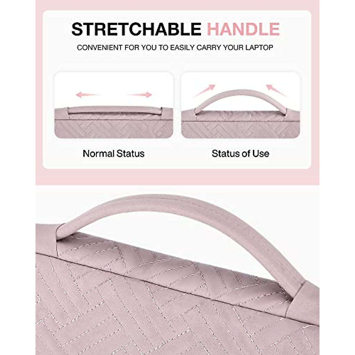 BAGSMART Laptop Sleeve Bag Compatible with MacBook Air/Pro, 13-13.3 inch Notebook, Pro 14 Inch, Air M2 13 Case Accessories Bag, Pink