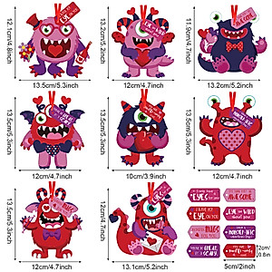 40 Sets Valentine's Day Crafts Kits for Kids, Valentine's Day DIY Monster Cards for Kids, Valentines Paper Craft Hanging Ornament, Valentines Entertainment Activities for Boys Girls School Class Home