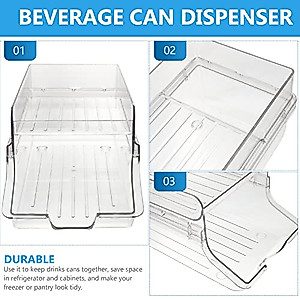 SOLUSTRE Wine Fridge Beverage Refrigerators Refrigerator Can Organizer Can Organizer for Fridge Food Pantry Storage Rack Soda Can Organizer Double Layers Soda Bottle Dispenser Drink Dispenser