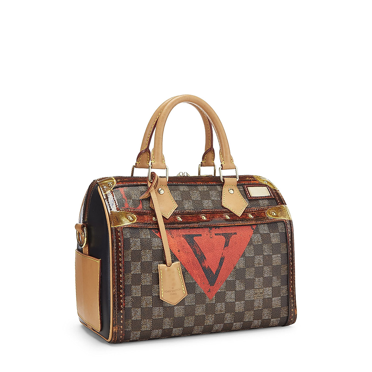 Louis Vuitton, Pre-Loved Damier Ebene Time Trunk Speedy Bandouliére 25, Brown