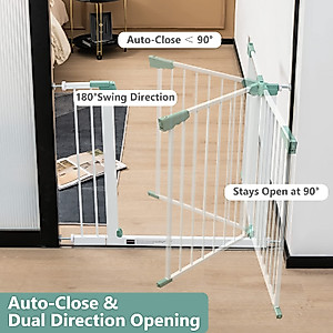 INFANS Baby Gate, 27.5"-47" Extra Wide Safety Banister Fence for Doorway Stairs House, Pressure Mounted Walk Through Gate for Child, Kids, Pets, Auto Close, Easy Install No Drilling